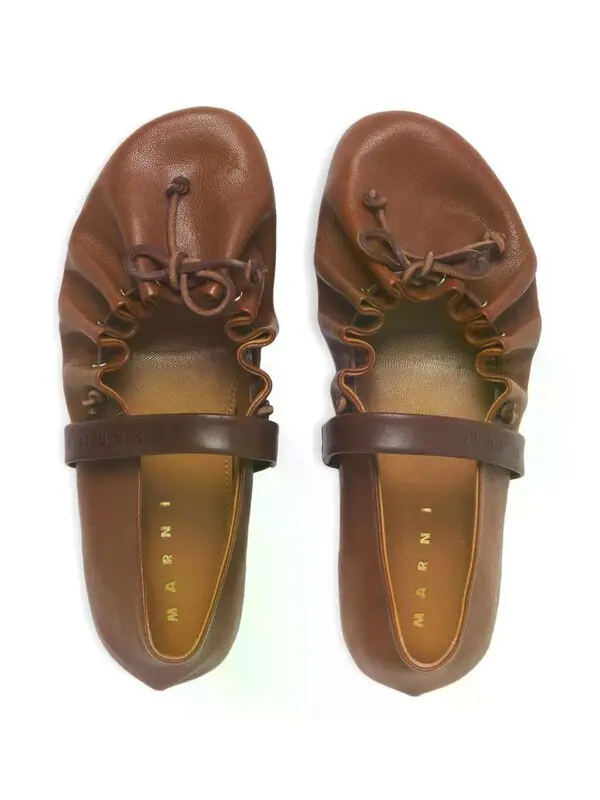Marni Leather Mary Jane Soft Ballerinas - Brown