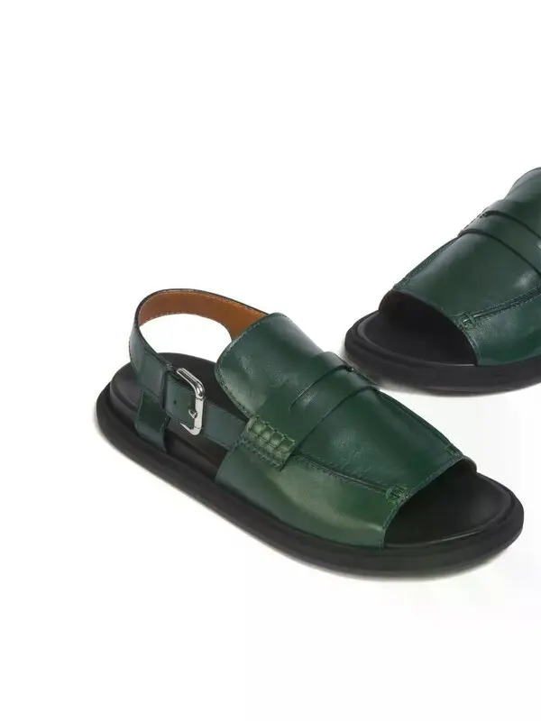 Marni Leather Loafer Sandal - Green