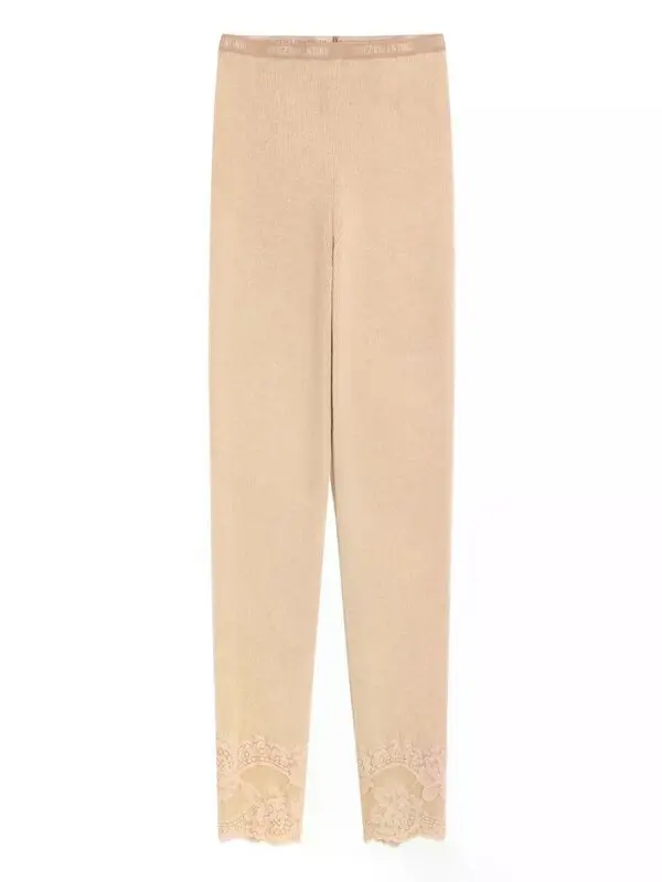 Valentino Garavani Cashmere Leggings With Lace Detail - Neutrals