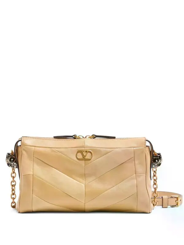 Valentino Garavani Panthea Small Shoulder Bag In Nappa Leather - Neutrals