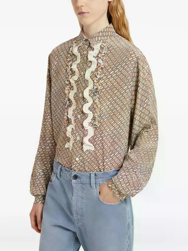 Marni Printed Silk Crêpe De Chine Shirt - Brown