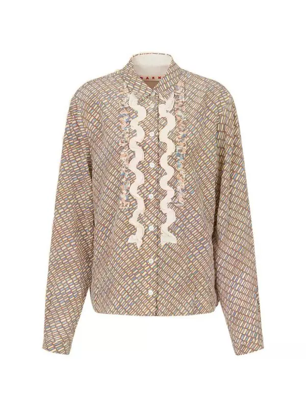 Marni Printed Silk Crêpe De Chine Shirt - Brown