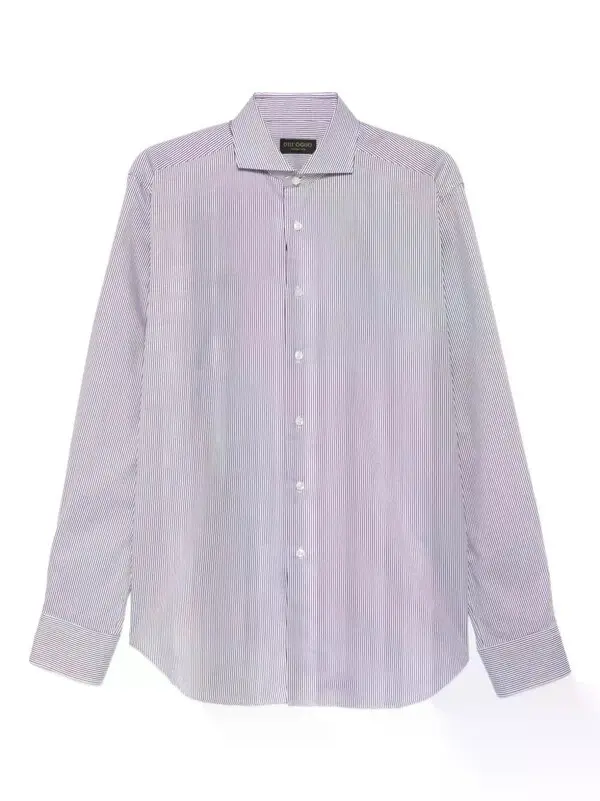DELL'OGLIO Striped Button Shirt - Brown