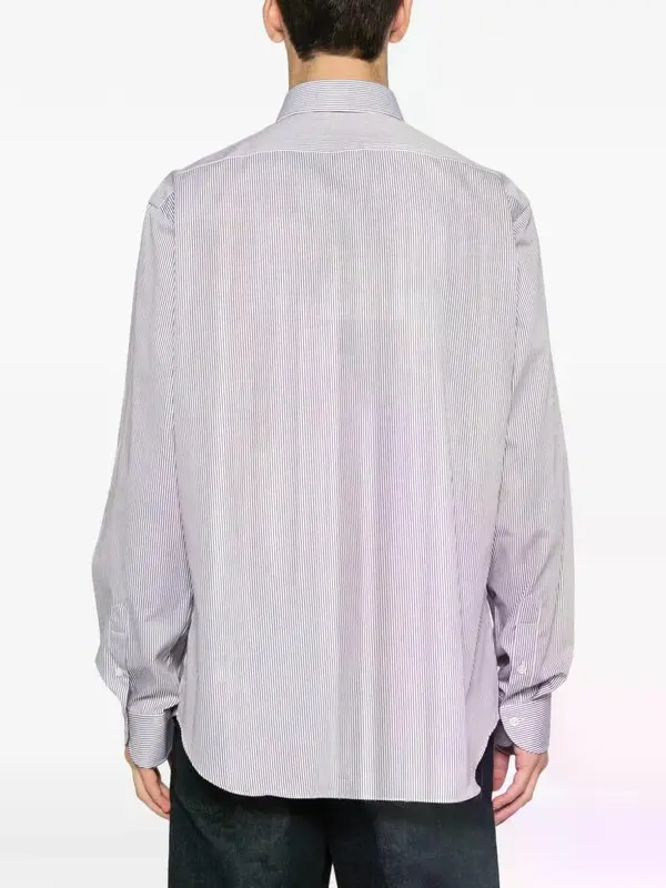 DELL'OGLIO Striped Button Shirt - Brown