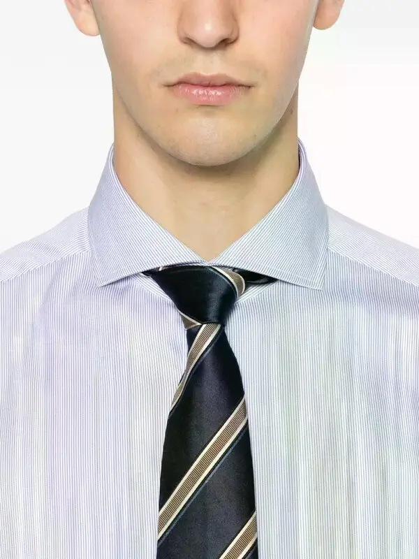 DELL'OGLIO Striped Button Shirt - Blue