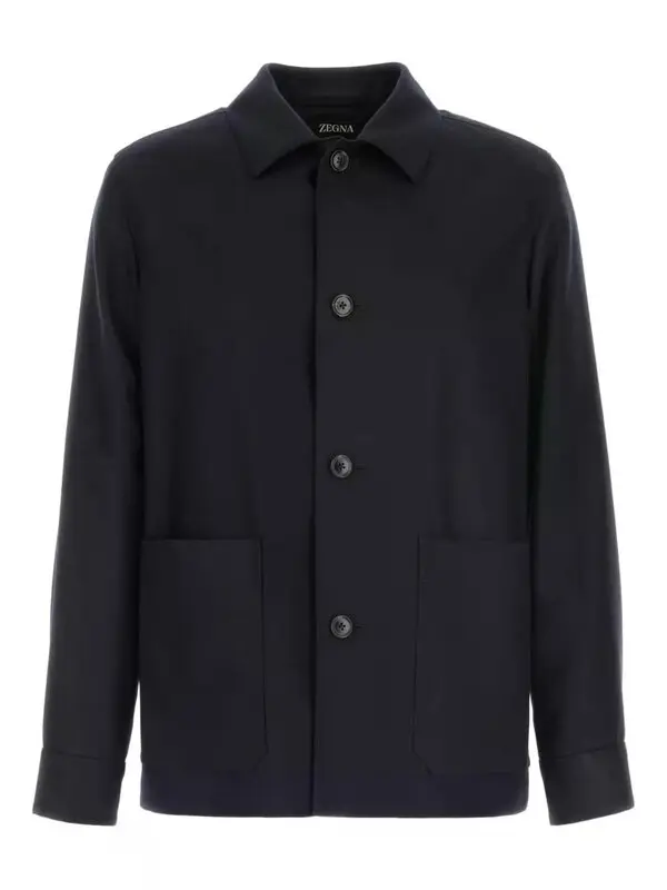 Zegna Pocket Button Overshirt - Blue