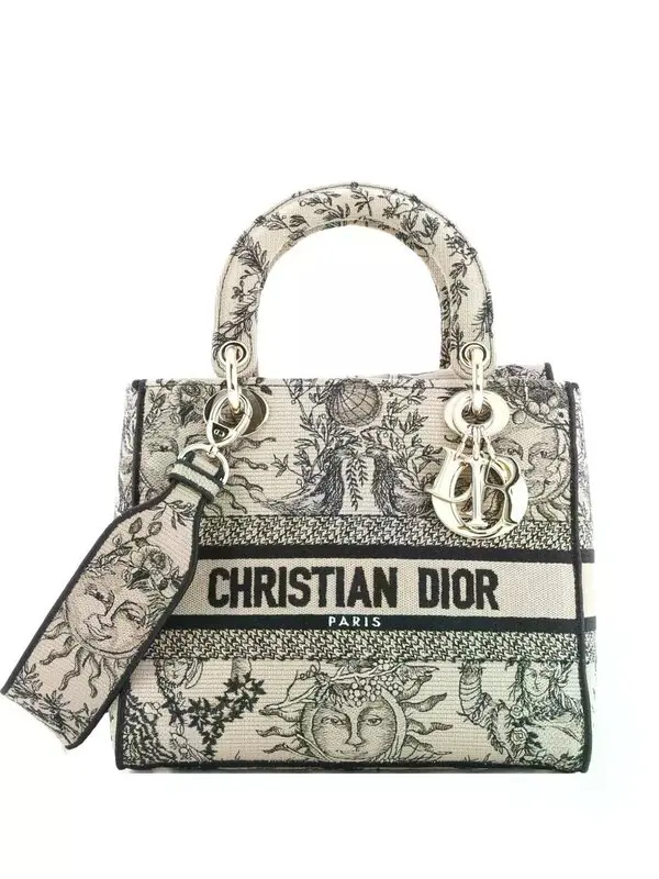Dior Lady D-lite Medium Satchel Embroidered Canvas