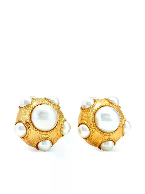 KENNETH JAY LANE Cabochon-pearl Clip-on Earrings - Gold