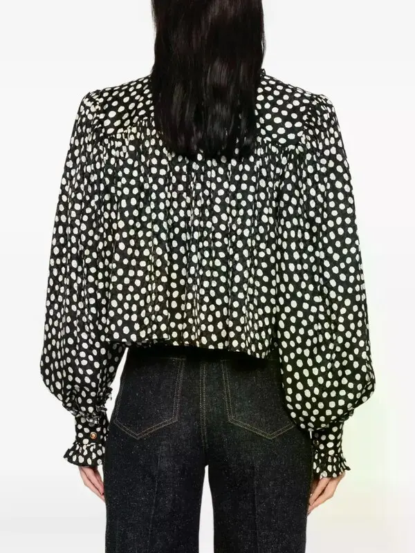 Chloé Ruffled-collar Polka-dot Blouse - Black