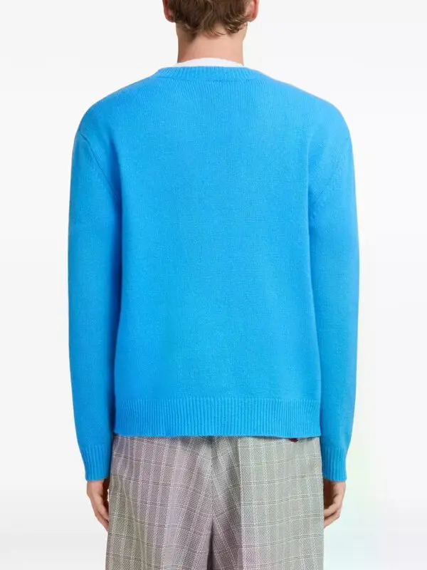 Marni Logo-patch Crew-neck Sweater - Blue