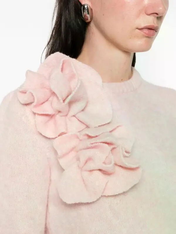 MARQUES' ALMEIDA Ruffled Flower Crew-neck Sweater