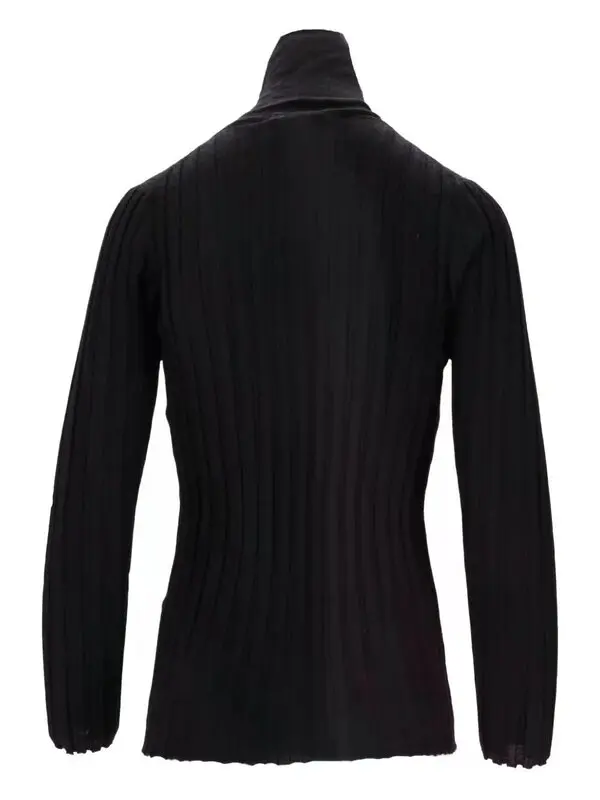 LA ROSE High-neck Ribbed Knit Top - Black