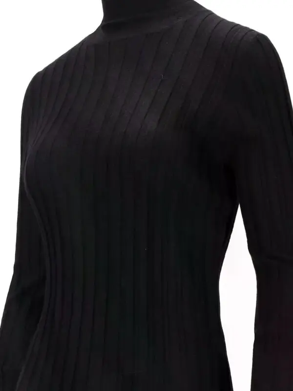 LA ROSE High-neck Ribbed Knit Top - Black