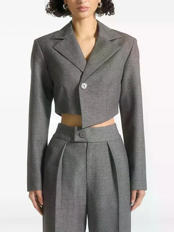 Manière De Voir Asymmetric Tailored Cropped Blazer - Grey