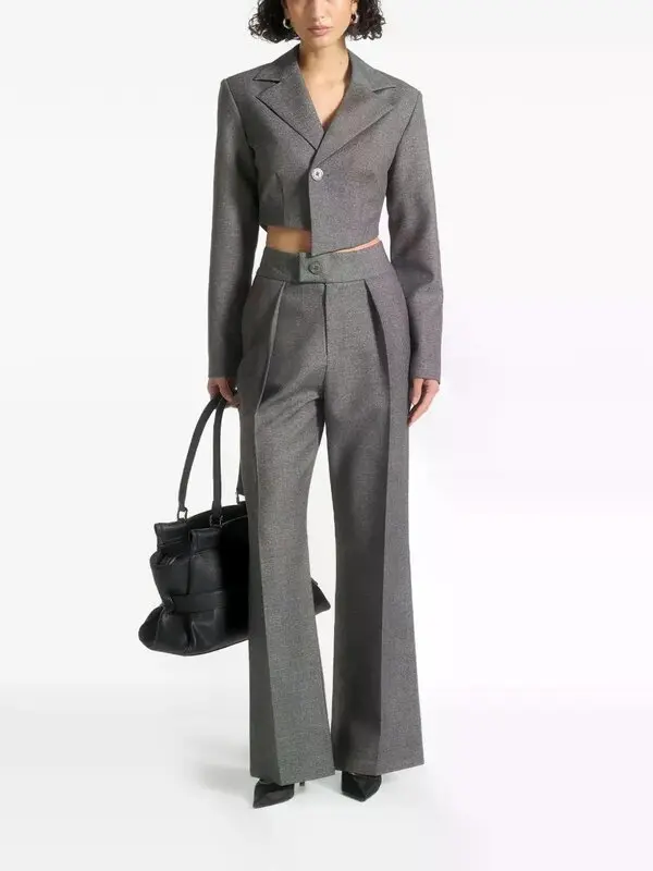 Manière De Voir Asymmetric Tailored Cropped Blazer - Grey