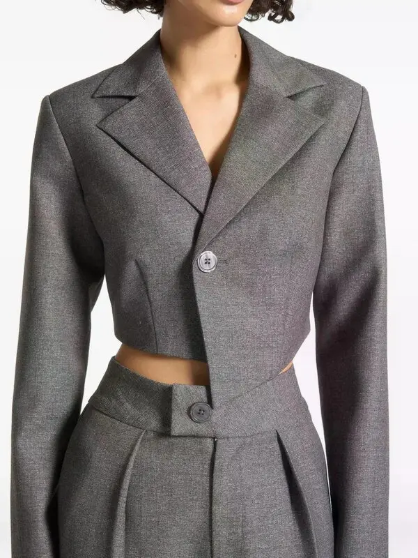 Manière De Voir Asymmetric Tailored Cropped Blazer - Grey