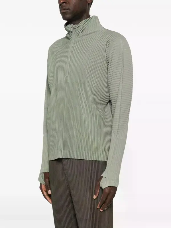 Issey Miyake Zip Plissé Top - Green