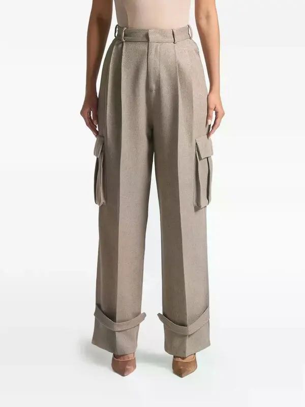 Manière De Voir Tailored Pleated Cargo Trousers - Neutrals