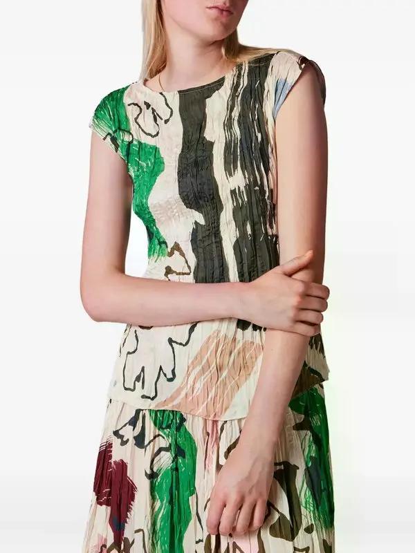 Paul Smith Abstract-print Pleated Top