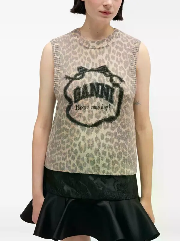 GANNI Leopard-print Sleeveless Vest