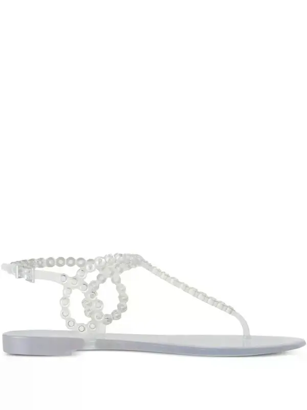 AQUAZZURA Almost Bare Embellished Flip Flops