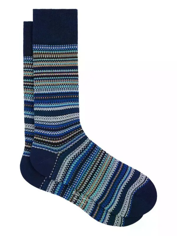 Paul Smith Striped Cotton Socks - Blue