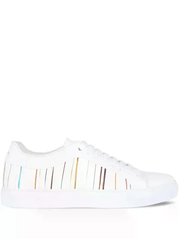 Paul Smith Signature-pinstripe Leather Low-top Sneakers - White