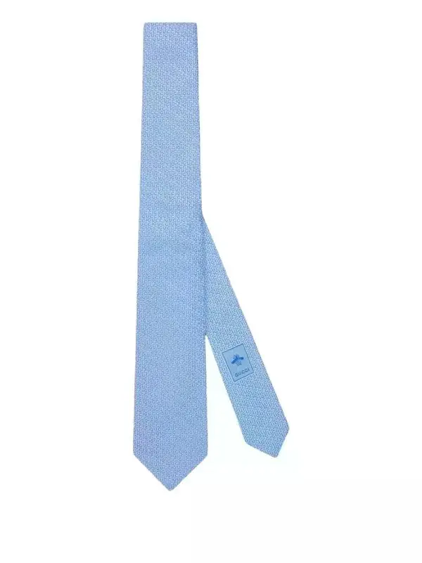 Gucci Logo-plaque Silk Neck Tie - Blue