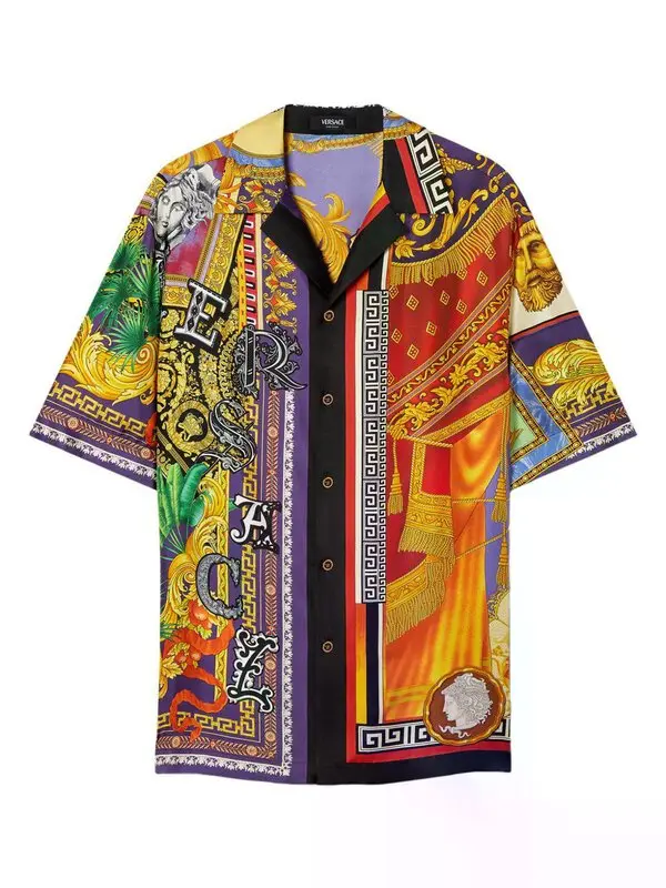 Versace Buttoned Graphic-print Shirt