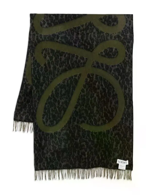 Loewe Logo-detail Fringed Scarf - Green