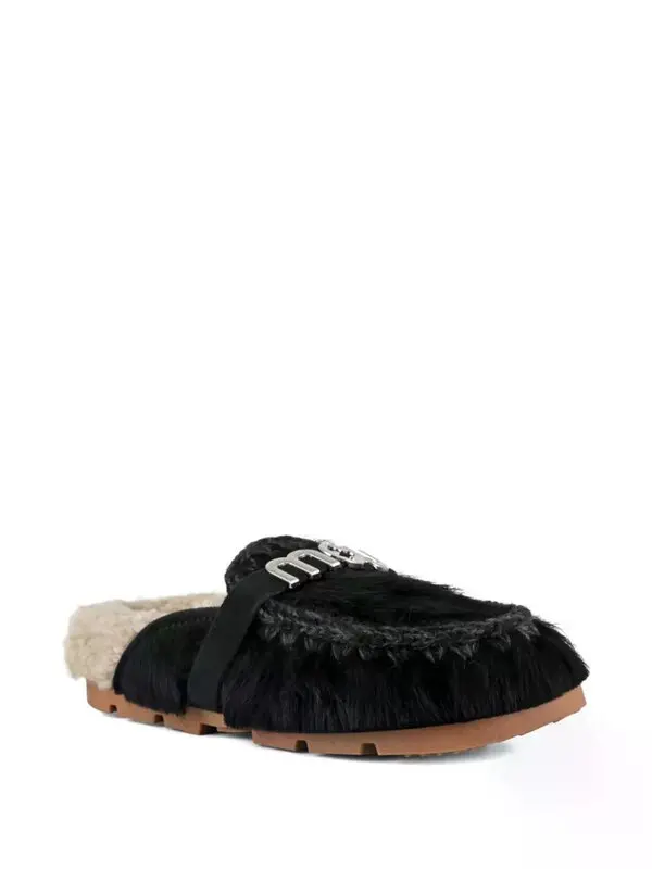 Mou Bio Slide Pony Mules - Black