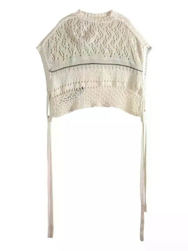 Y’s Tie-detail Open Knit Top