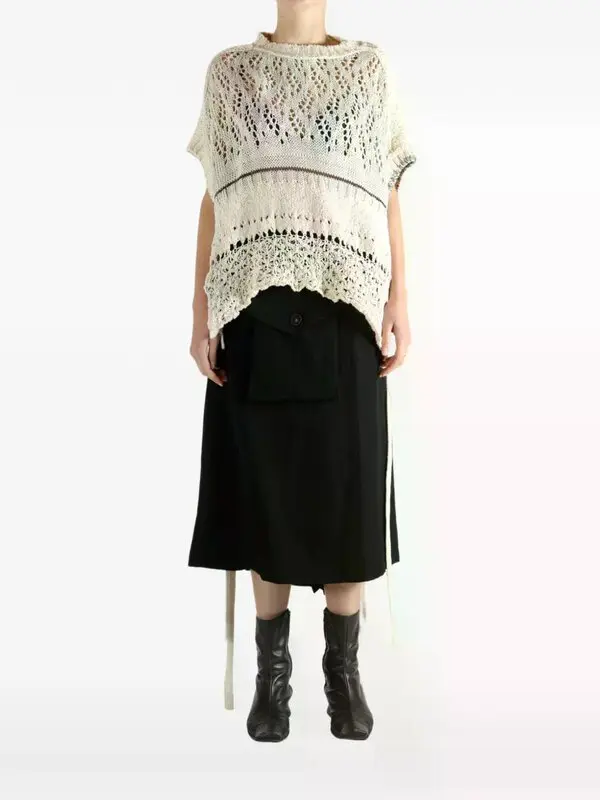 Y’s Tie-detail Open Knit Top