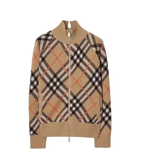 Burberry Check Wool Mohair Blend Jacket