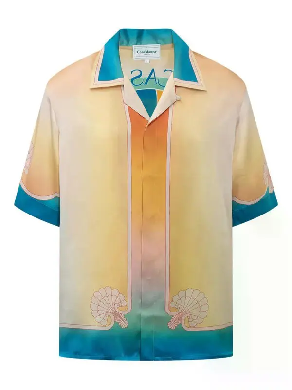 Casablanca Cuban-collar Satin Shirt - Neutrals