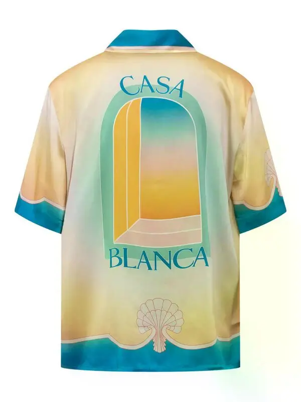 Casablanca Cuban-collar Satin Shirt - Neutrals