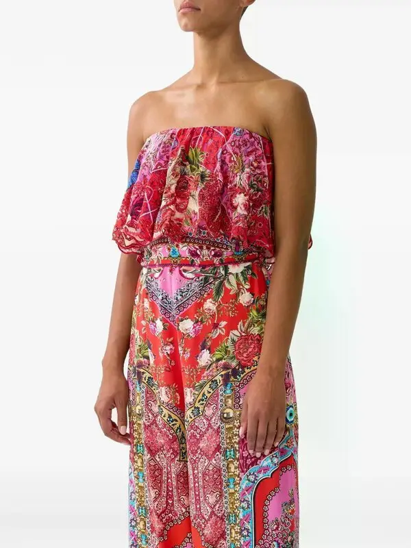 Camilla Strapless Frill Jumpsuit - Red