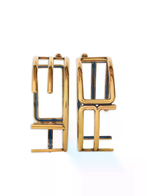 Etro Logo-plaque Hoop Earrings - Gold