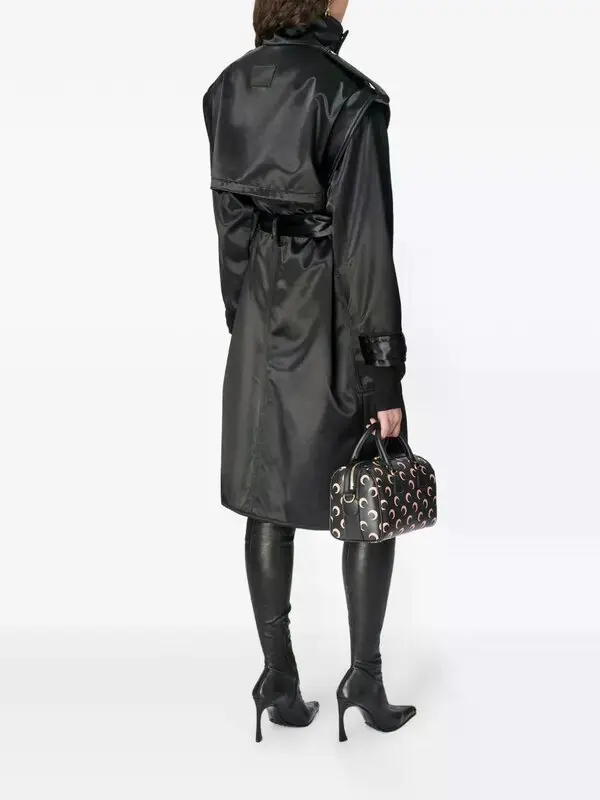 MARINE SERRE Belted Trench Coat With High Neck And Epaulettes