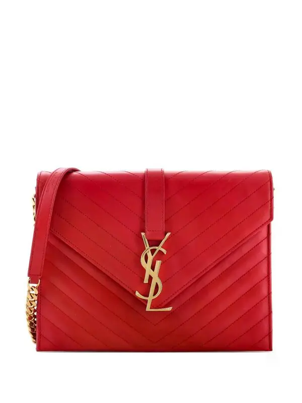 Saint Laurent Classic Monogram Envelope Chain Bag Matelassé Chevron Leather Medium Shoulder Bag