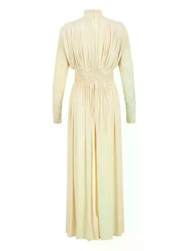 slim fit dress slacks Gold and White Medusa Maxi Dress with High Slit and Rose Details  RAISA  VANESSA INT