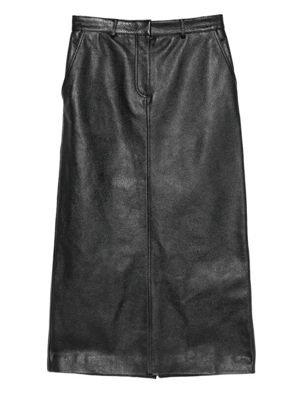 TOTEME Grained Leather Straight Maxi Skirt
