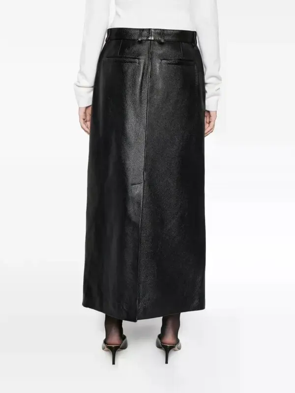 TOTEME Grained Leather Straight Maxi Skirt