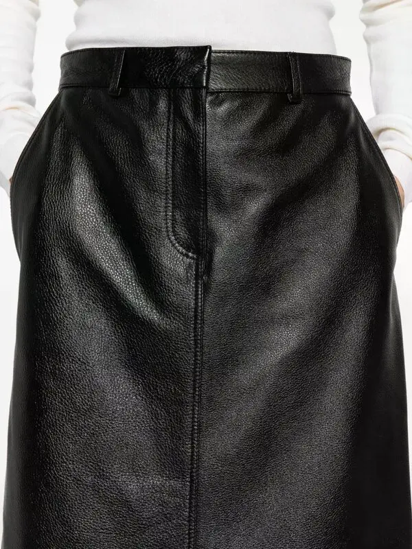 TOTEME Grained Leather Straight Maxi Skirt