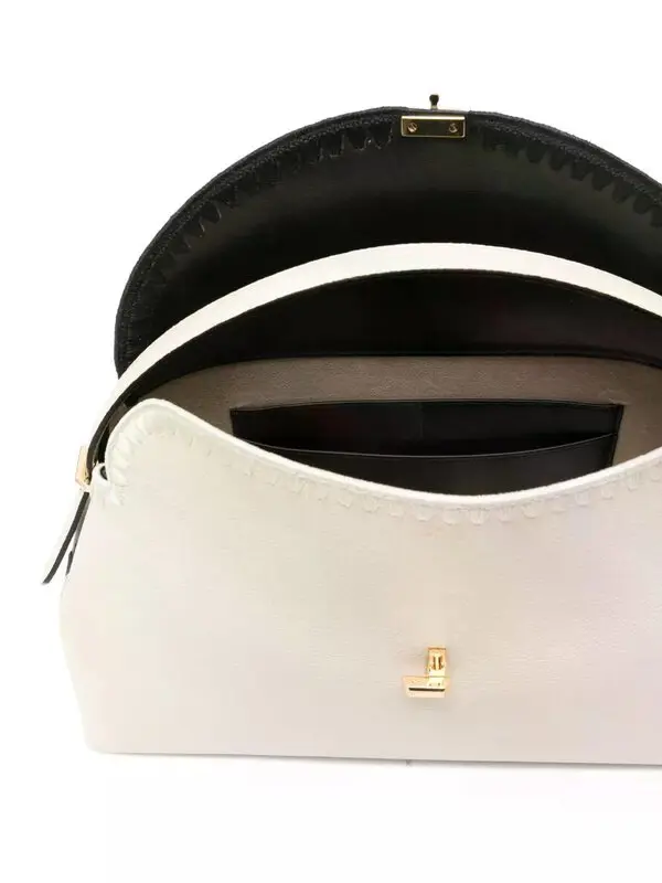 TOTEME T-lock Embroidered Leather Top Handle Bag - Neutrals