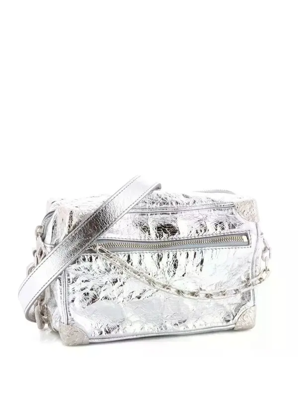 LOUIS VUITTON Soft Trunk Mini Crossbody Bag Crushed Metallic Calfskin Leather