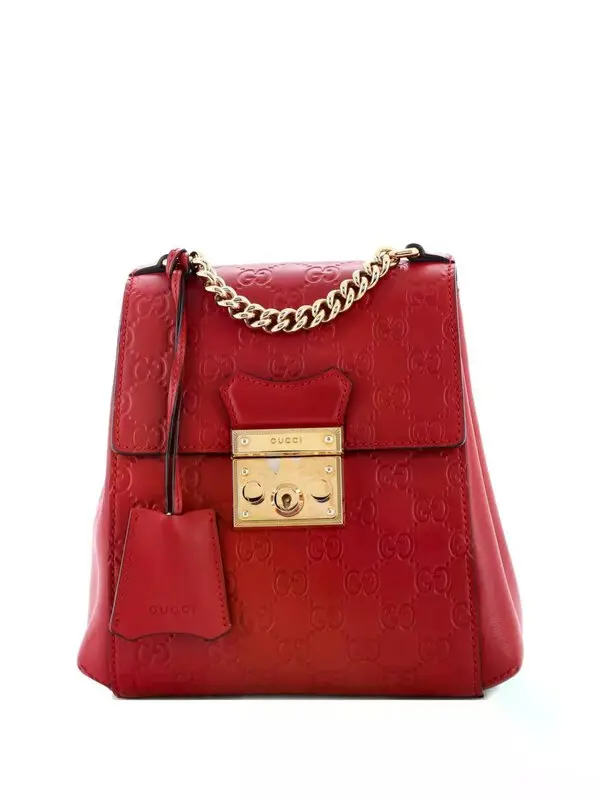 Gucci Padlock Sima Leather Mini Backpack - Red