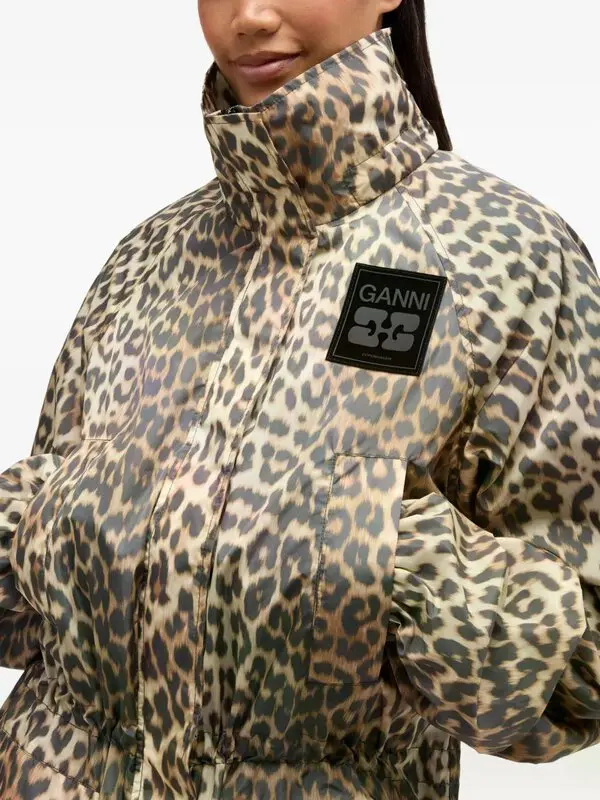GANNI Leopard-print Zip-up Coat