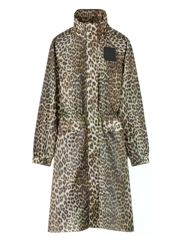 GANNI Leopard-print Zip-up Coat