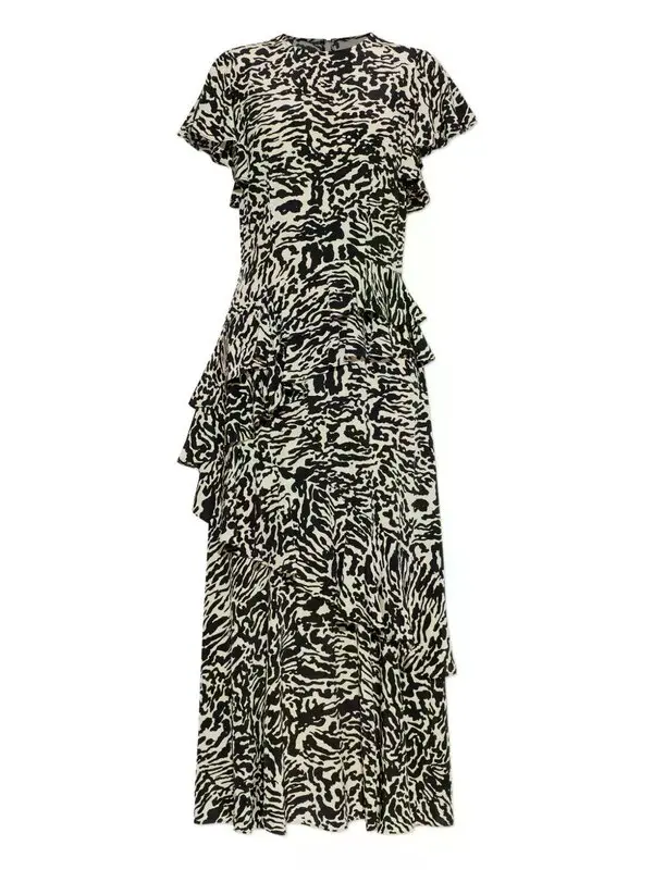 Ulla Johnson Amaia Ruffled Animal-print Maxi Dress - Black